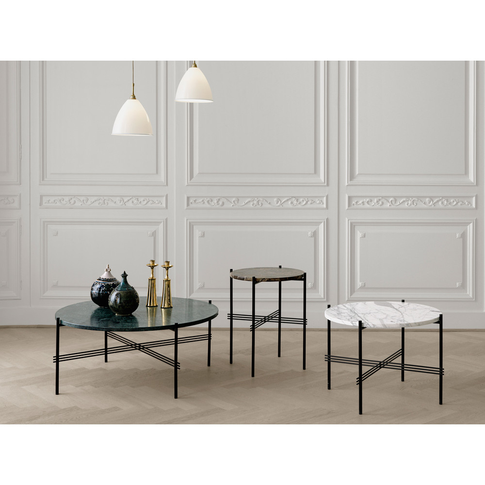 Buy the Gubi TS Marble Coffee Table - Black Base - 55cm at nest.co.uk