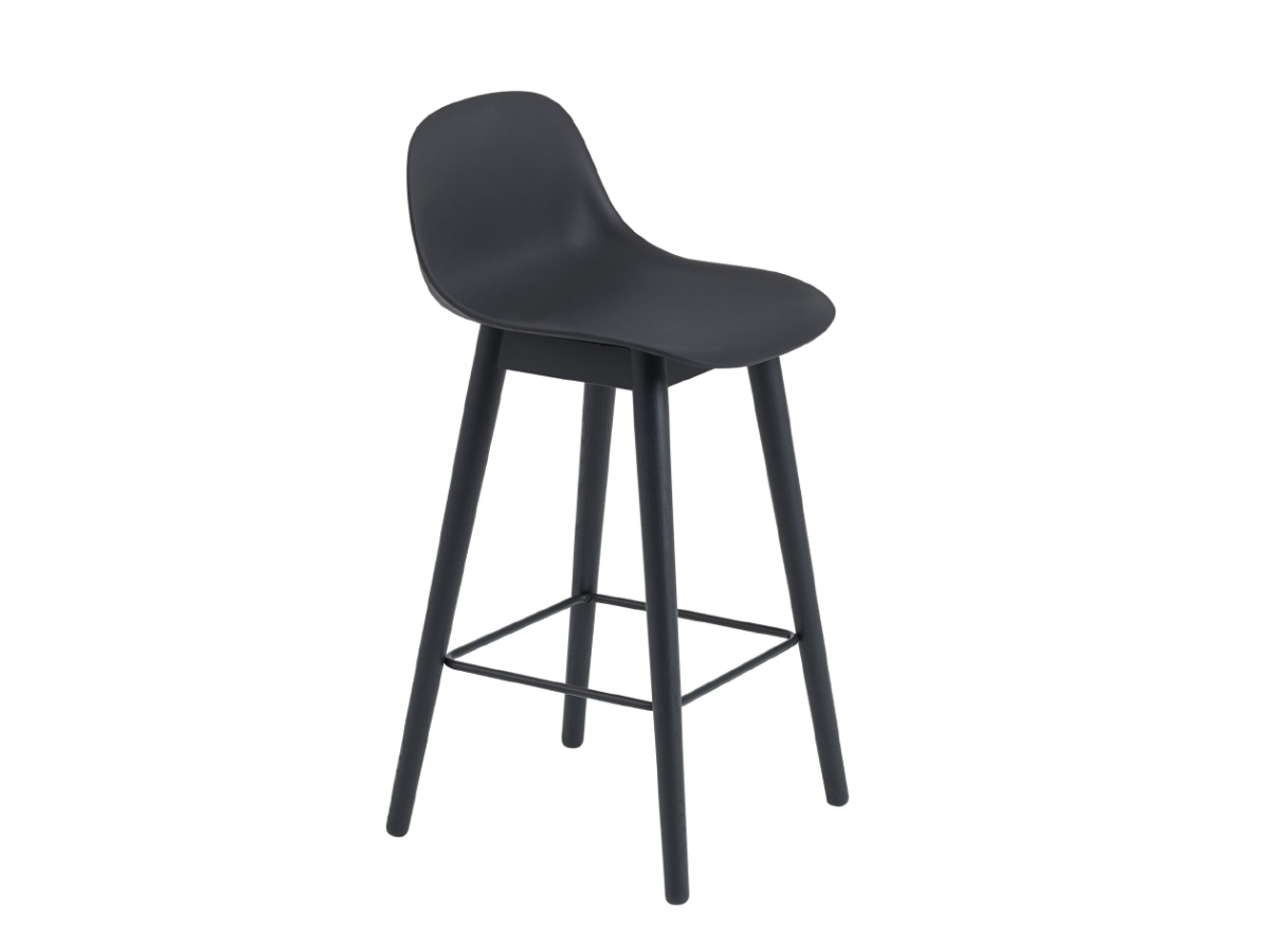 Buy the Muuto Fiber Bar Stool - Wood Base with Backrest at nest.co.uk