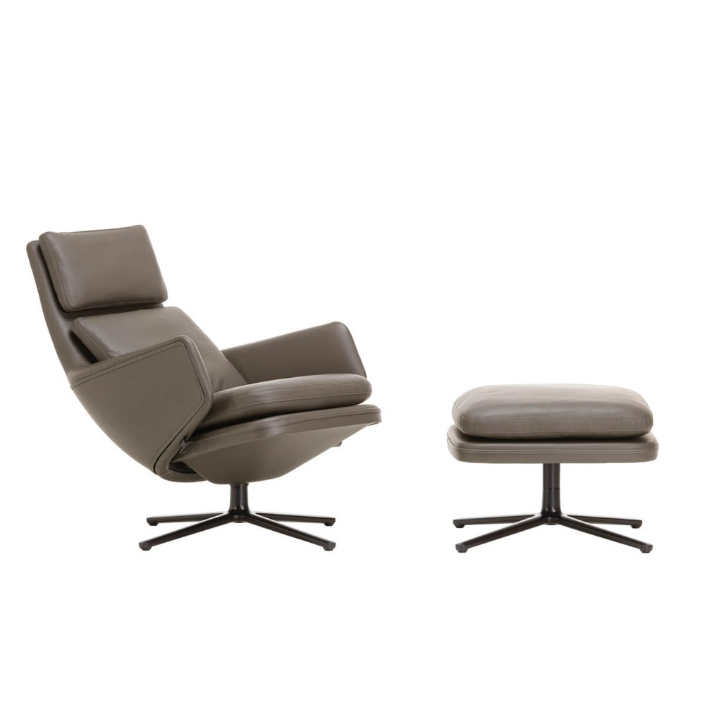 Buy the Vitra Grand Relax Lounge Chair & Ottoman - Leather at nest.co.uk