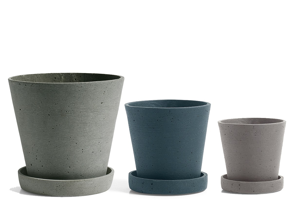 Buy the Hay Flowerpot with Saucer Dark Blue at nest.co.uk
