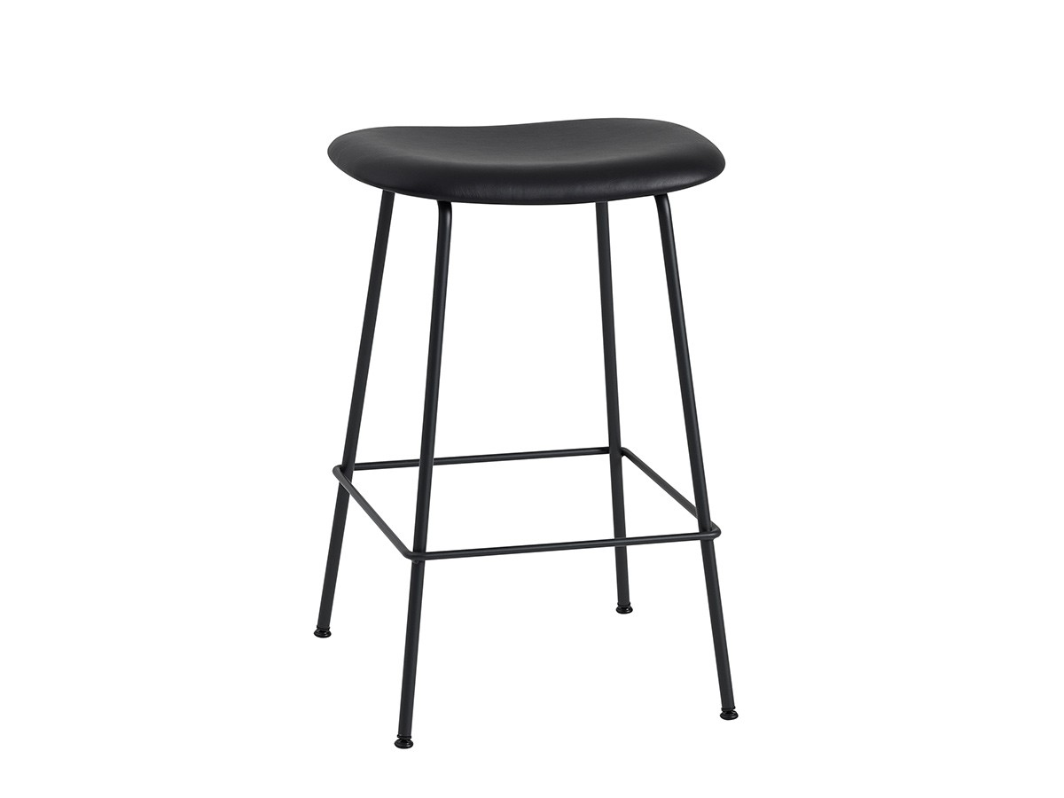 Buy the Muuto Fiber Bar Stool - Tube Base - Leather at nest.co.uk