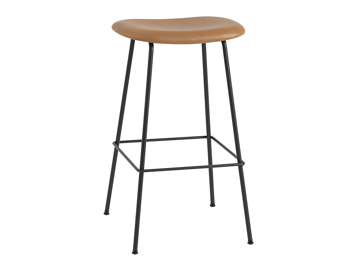 Buy the Muuto Fiber Bar Stool - Tube Base - Leather at nest.co.uk