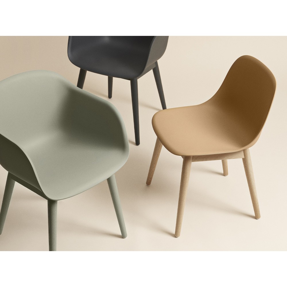 Buy the Muuto Fiber Side Chair - Wood Base - Recycled Plastic at nest.co.uk