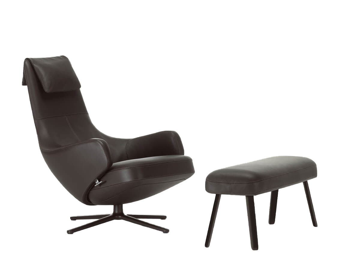 Buy the Vitra Repos Lounge Chair and Panchina - Leather in Leather ...