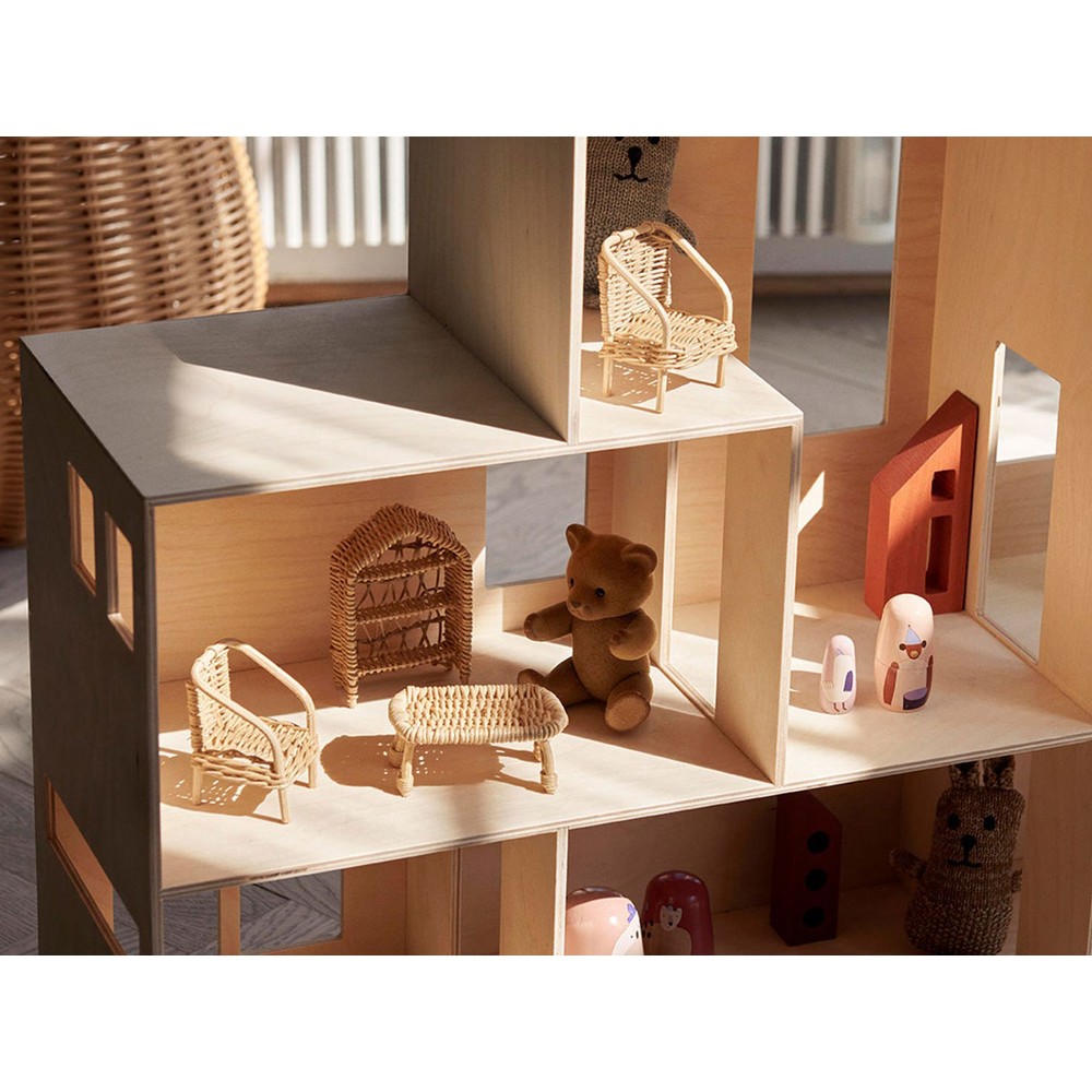 Buy the Ferm Living Rattan Dollhouse Furniture at nest.co.uk