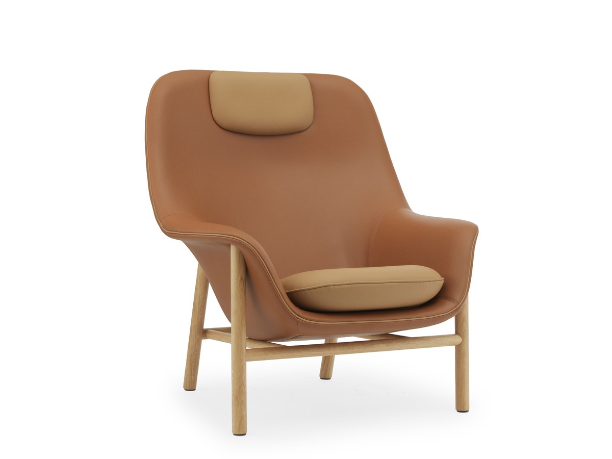 Buy the Normann Copenhagen Drape High Back Lounge Chair - Leather with Wood Base at nest.co.uk