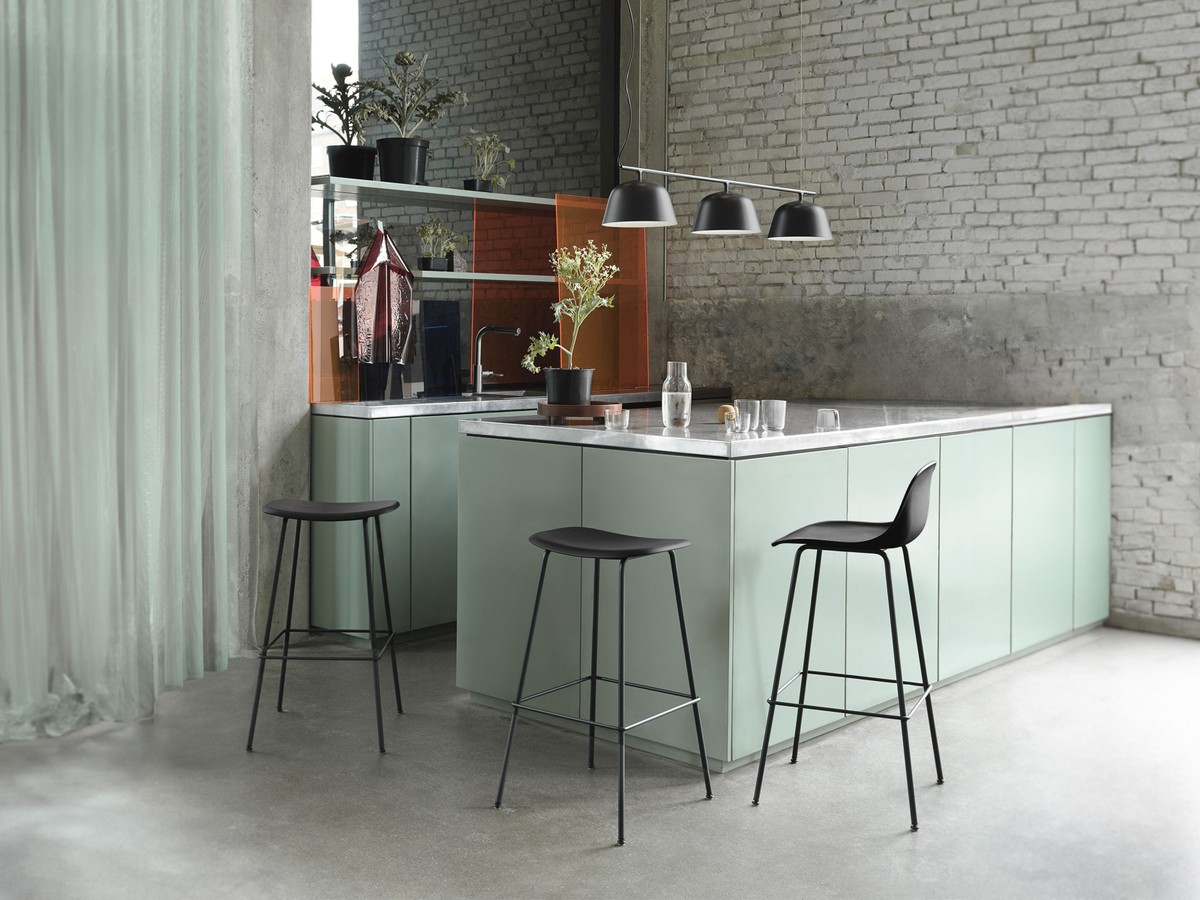 Buy the Muuto Fiber Bar Stool - Tube Base with Backrest - Recycled ...