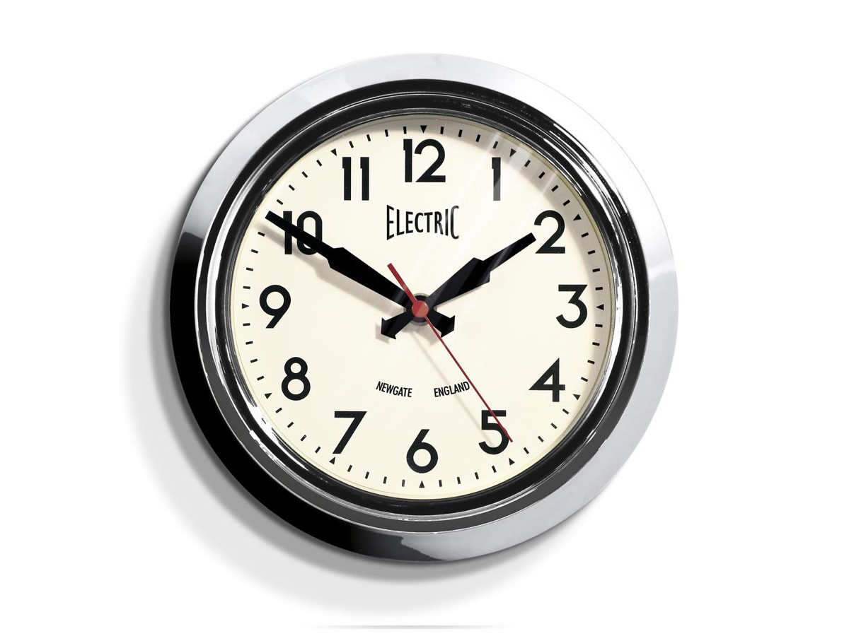 Buy the Newgate Clocks Newgate Small Electric Clock Chrome at nest.co.uk